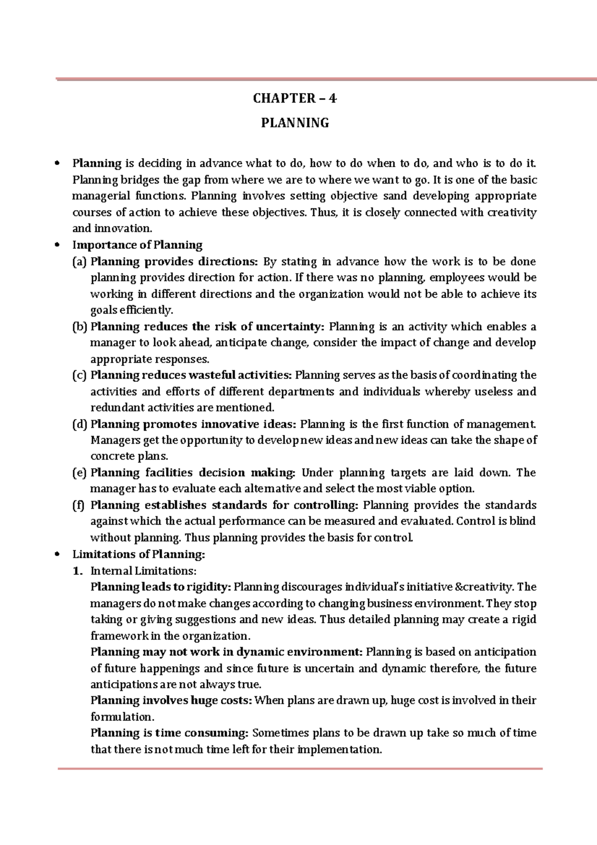 Class 12 Business Studies Chapter 4. Planning - CHAPTER 3 4 PLANNING ...