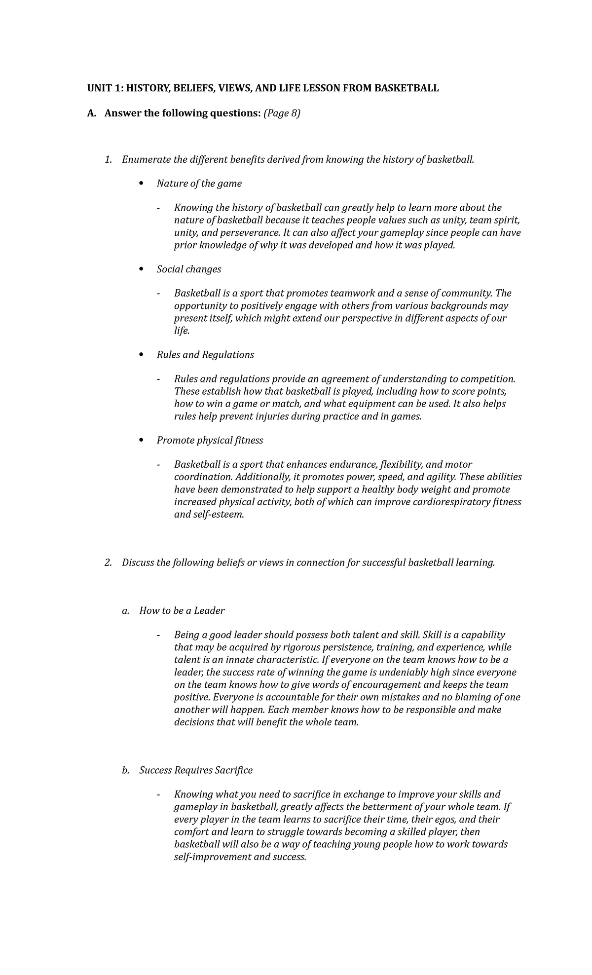 PE UNIT 1 - Worksheet about history of basketball - UNIT 1: HISTORY ...