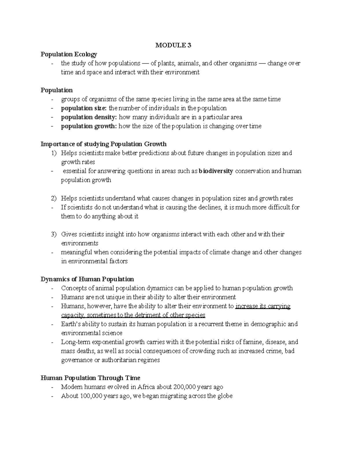 Population Ecology Quiz Reviewer - MODULE 3 Population Ecology - the ...