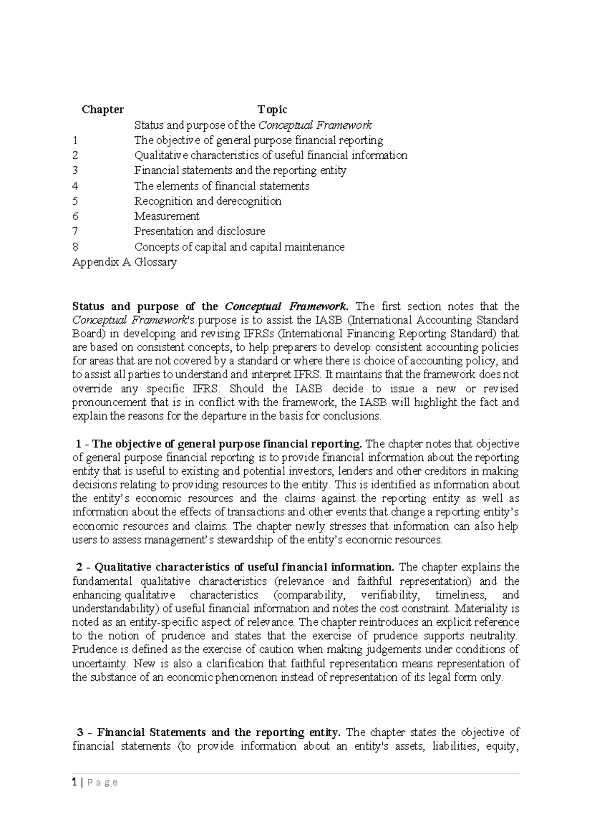 Chapter 4 Conceptual Framework - The International Accounting Standards CC (IASB) has published ...