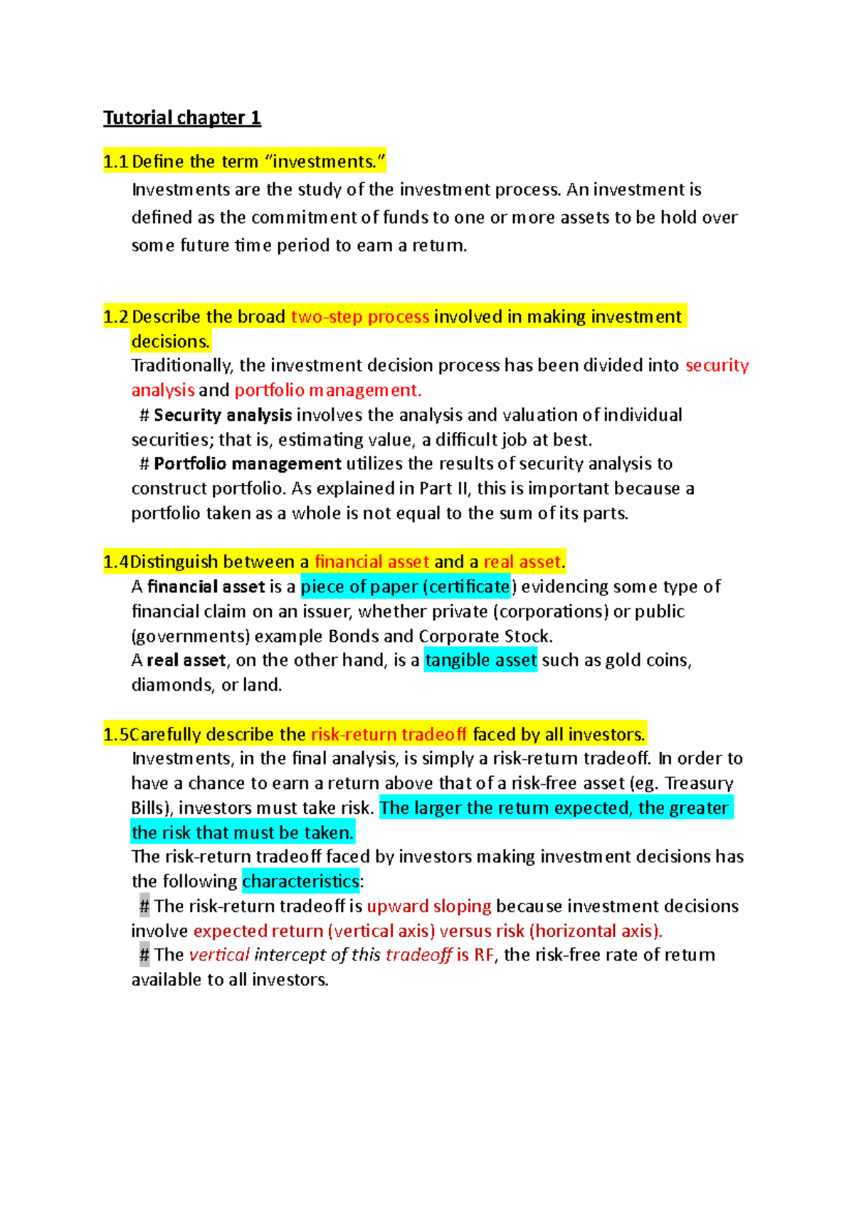 FIN 204 tutorial Answer Chp1(Investing is an Important Activity ...