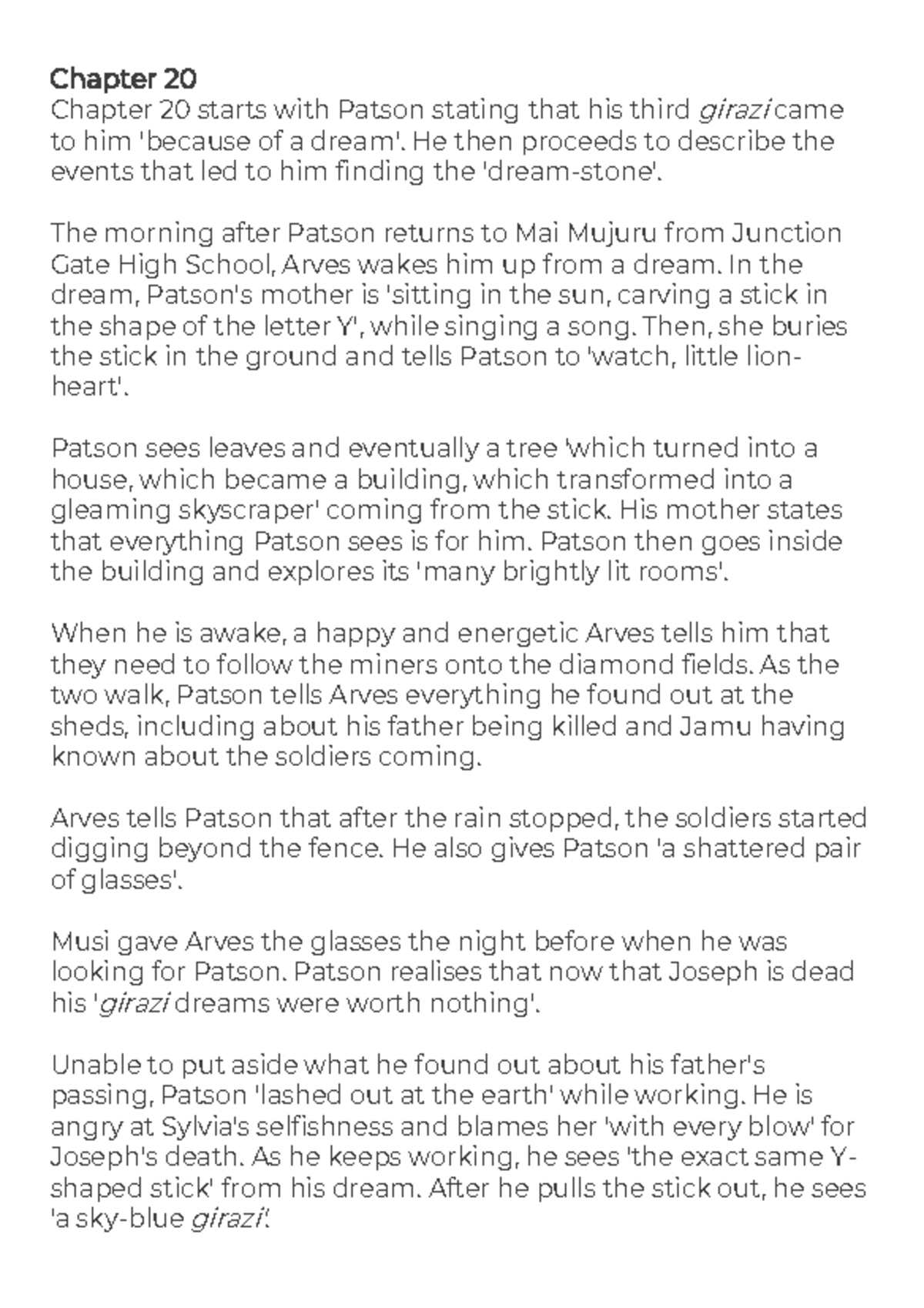 Diamond boy Chapter 20 Summary - Chapter 20 Chapter 20 starts with ...