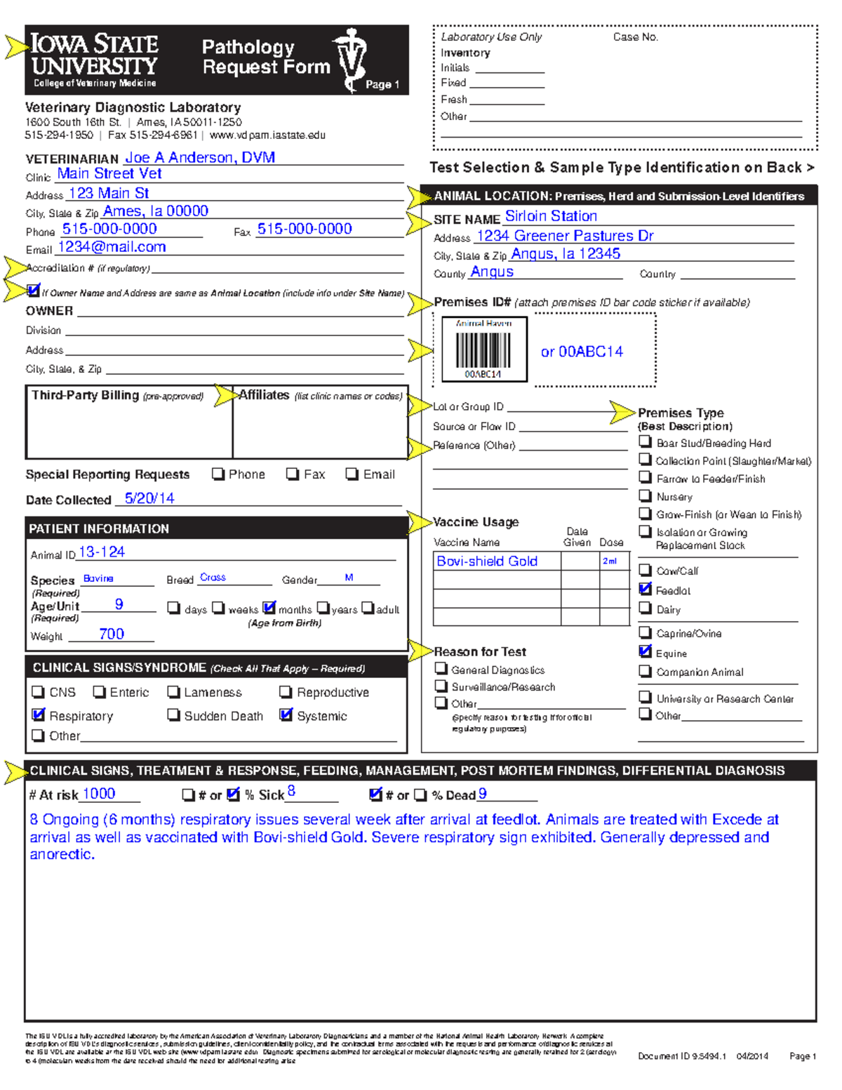 VDL General Pathology Request Form 5 21 14 - Swine Health Test Request ...