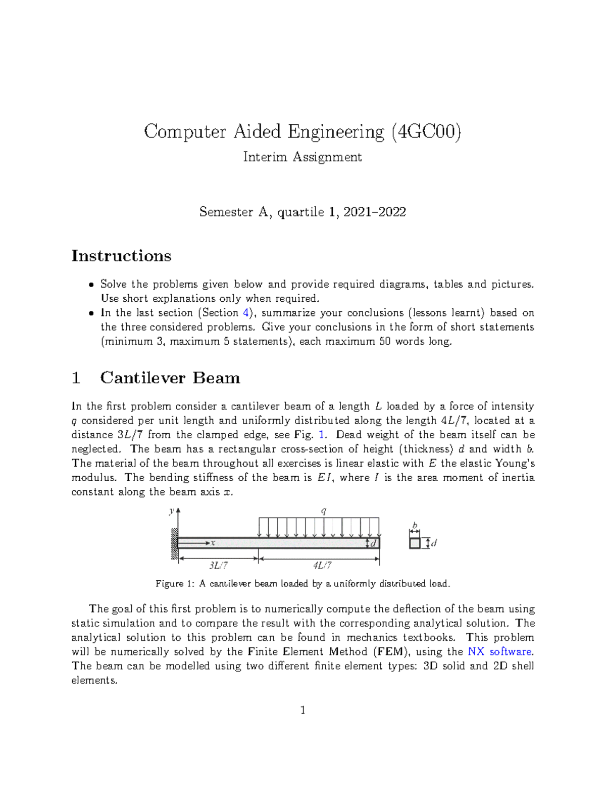 Assignment 1 4GC00 CAE 2021 - Computer Aided Engineering (4GC00 ...