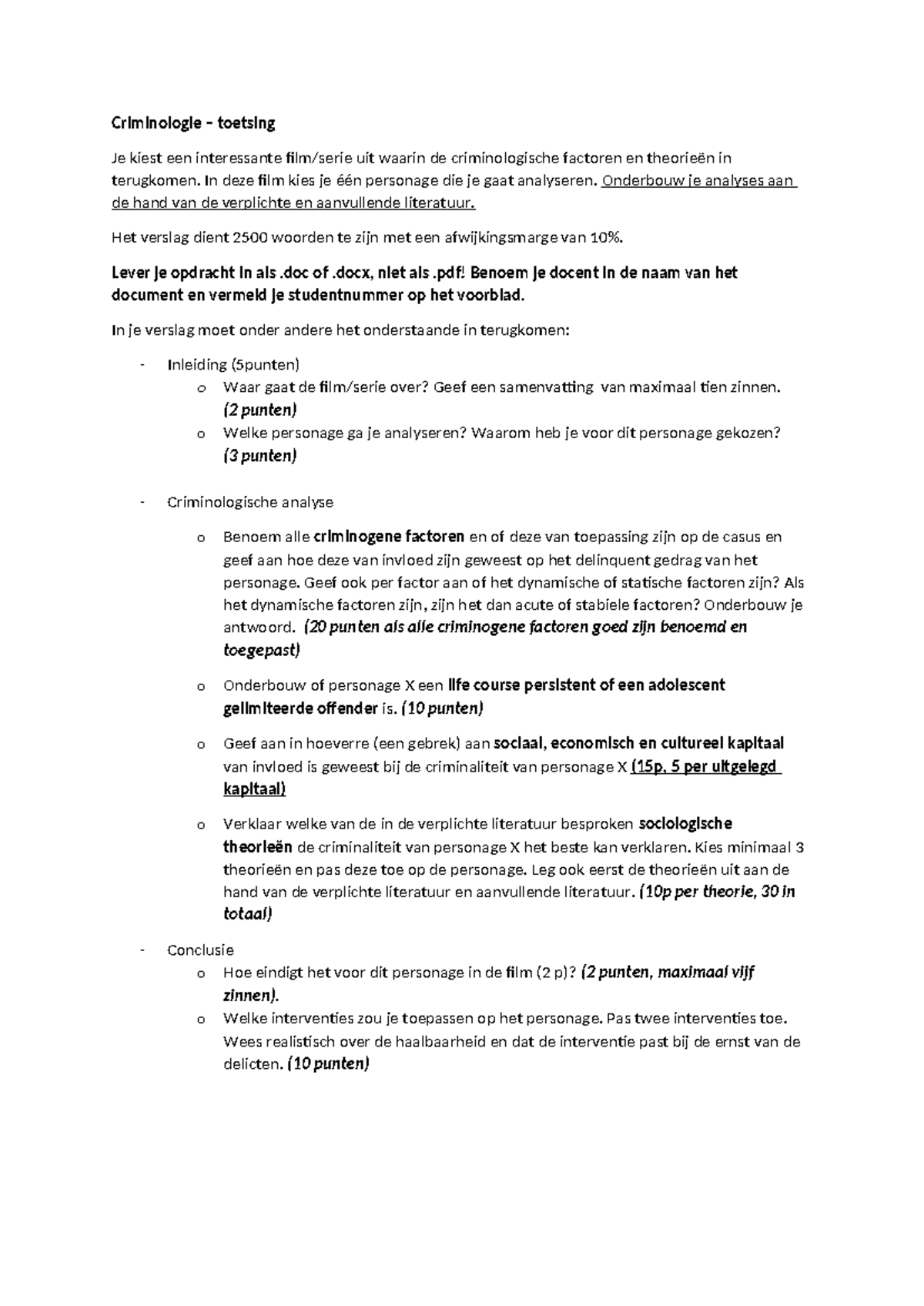 Toetsopdracht Criminologie - Criminologie – toetsing Je kiest een interessante film/serie uit ...