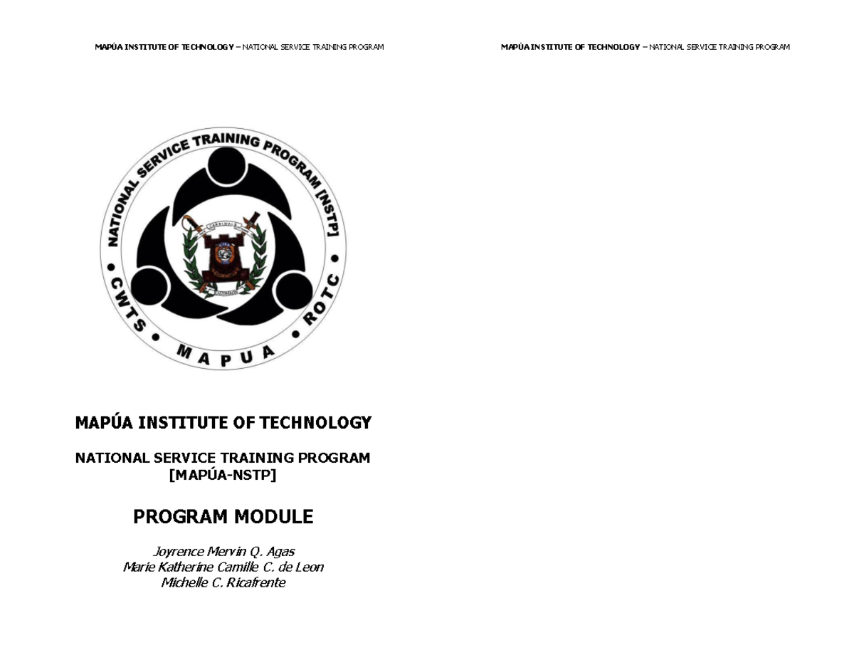 Nstp module - Lecture notes 9 - MAPÚA INSTITUTE OF TECHNOLOGY NATIONAL ...