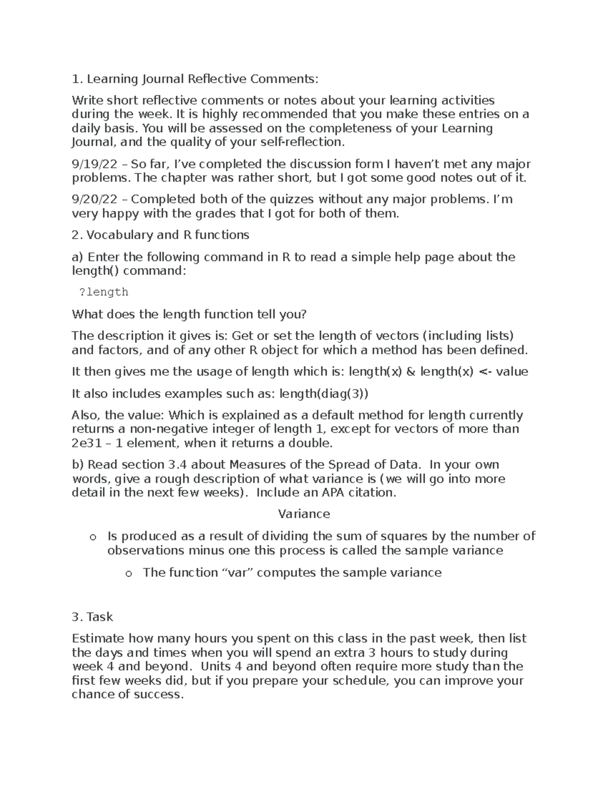 Learning Journal Unit 3 - Learning Journal Reflective Comments: Write ...