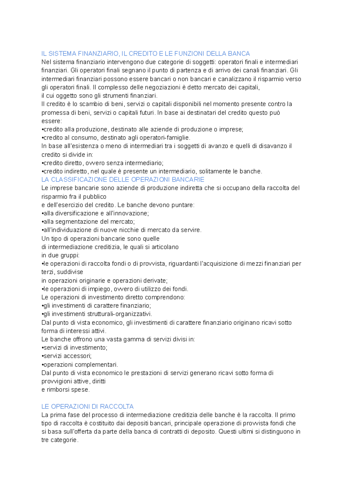 Il sistema bancario e le principali operazioni di banca - IL SISTEMA ...