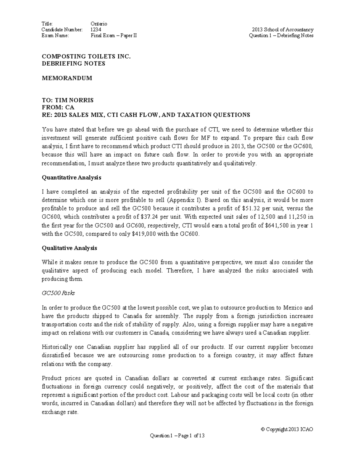 Solution case 8 Composting Toilets.pdf - Candidate Number: 1234 2013 ...