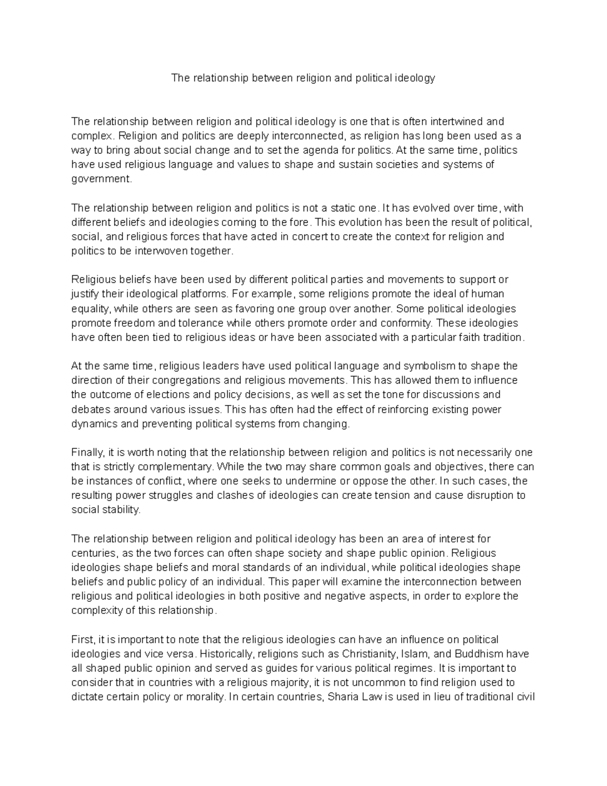 The relationship between religion and political ideology - Religion and ...