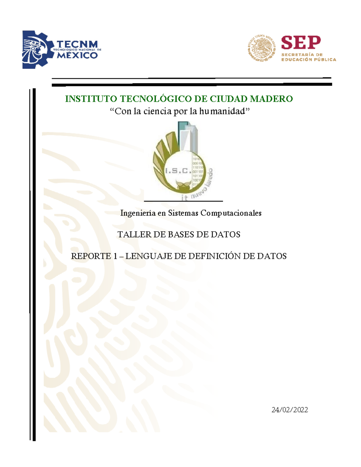 Reporte 1 Lenguaje de definición de datos - Taller de Bases de Datos ...