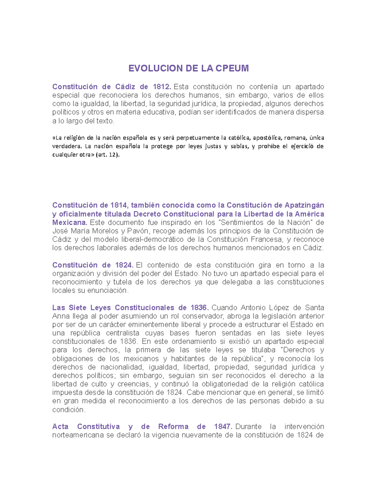 Evolucion DE LA Cpeum - TODAS LAS CONSTITUCIONES DE MEXICO - EVOLUCION ...