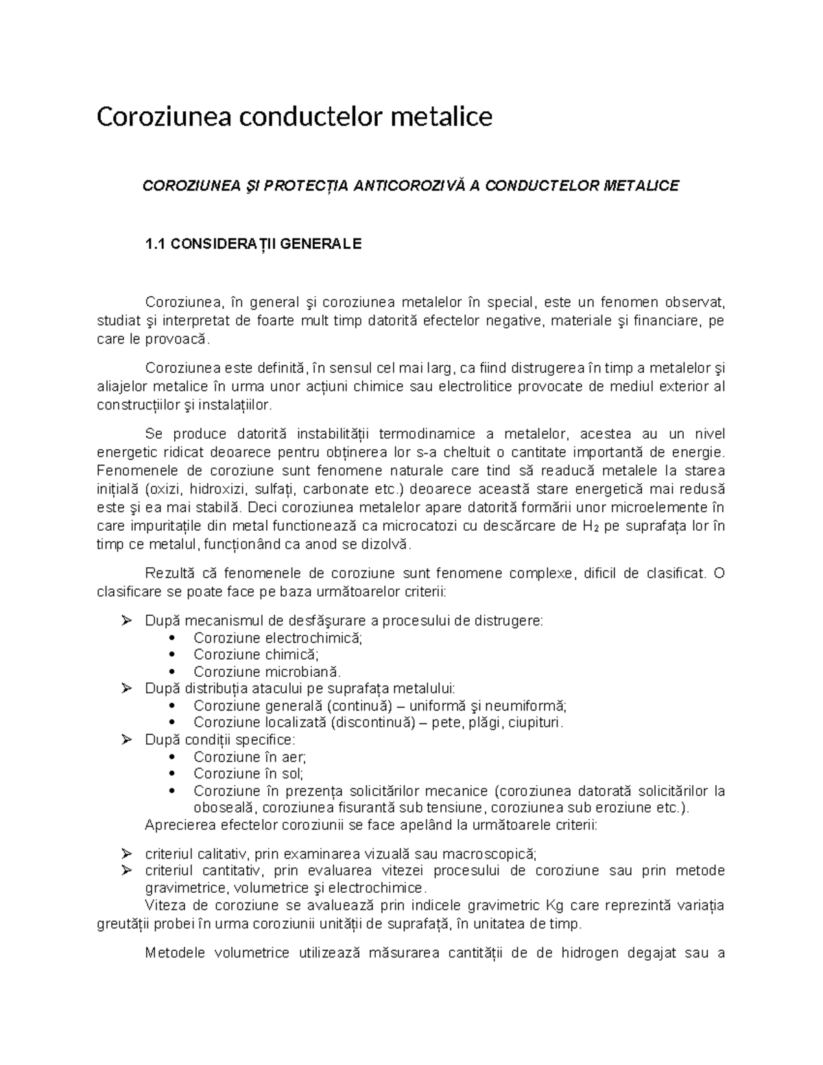 Coroziunea conductelor metalice - Coroziunea conductelor metalice ...