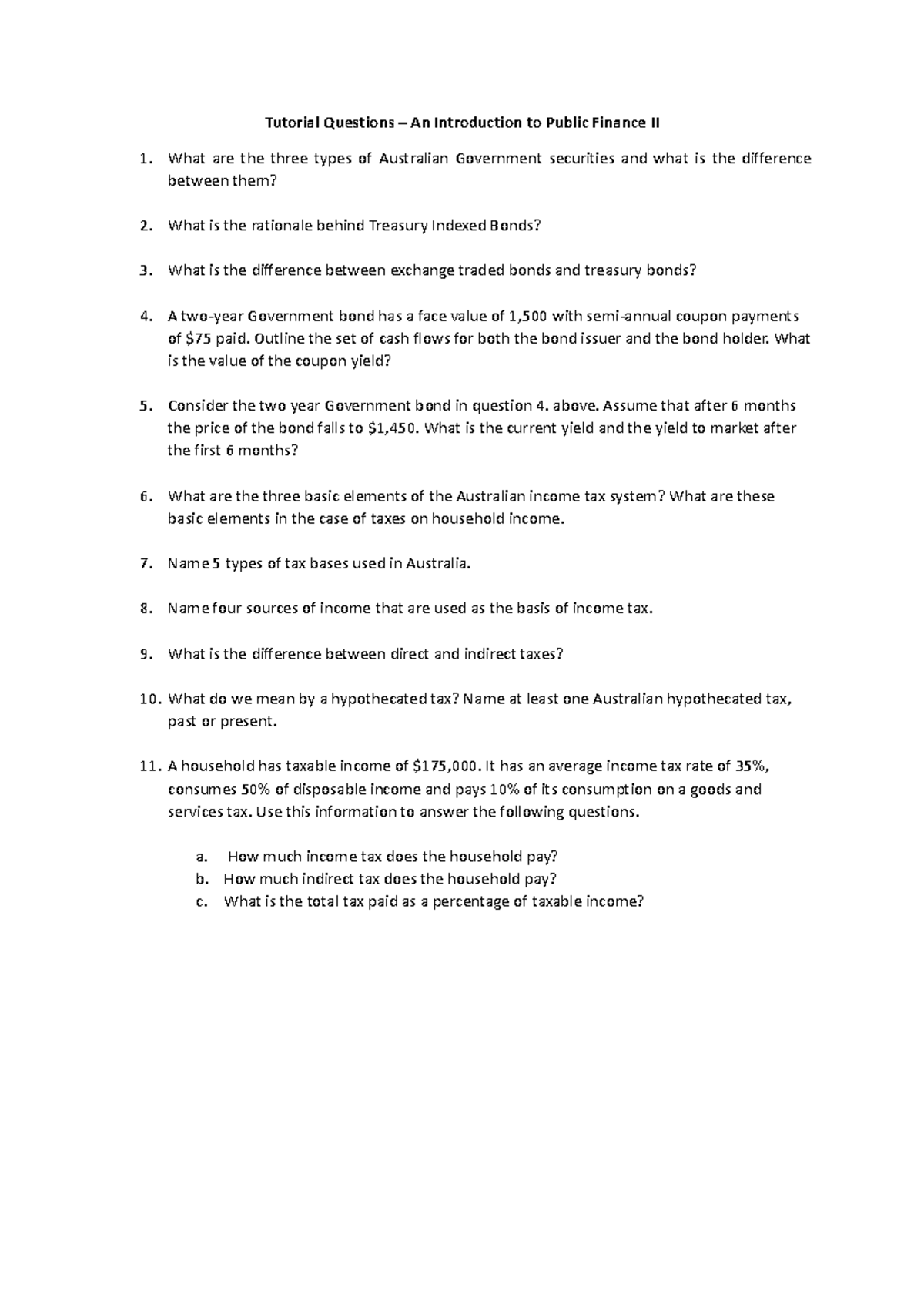 Topic 2 Tutorial Questions - An Introduction to Public Finance II ...