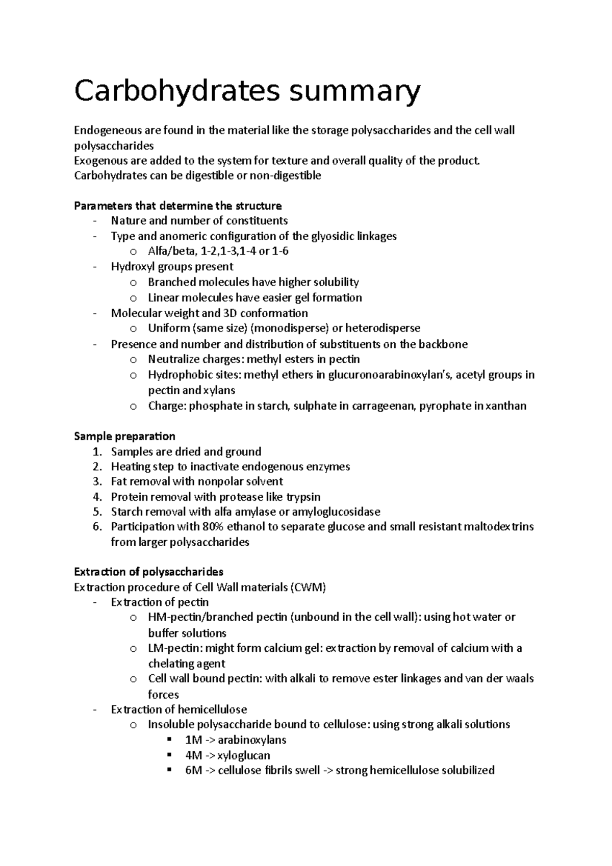 Carbohydrates summary - Carbohydrates summary Endogeneous are found in ...