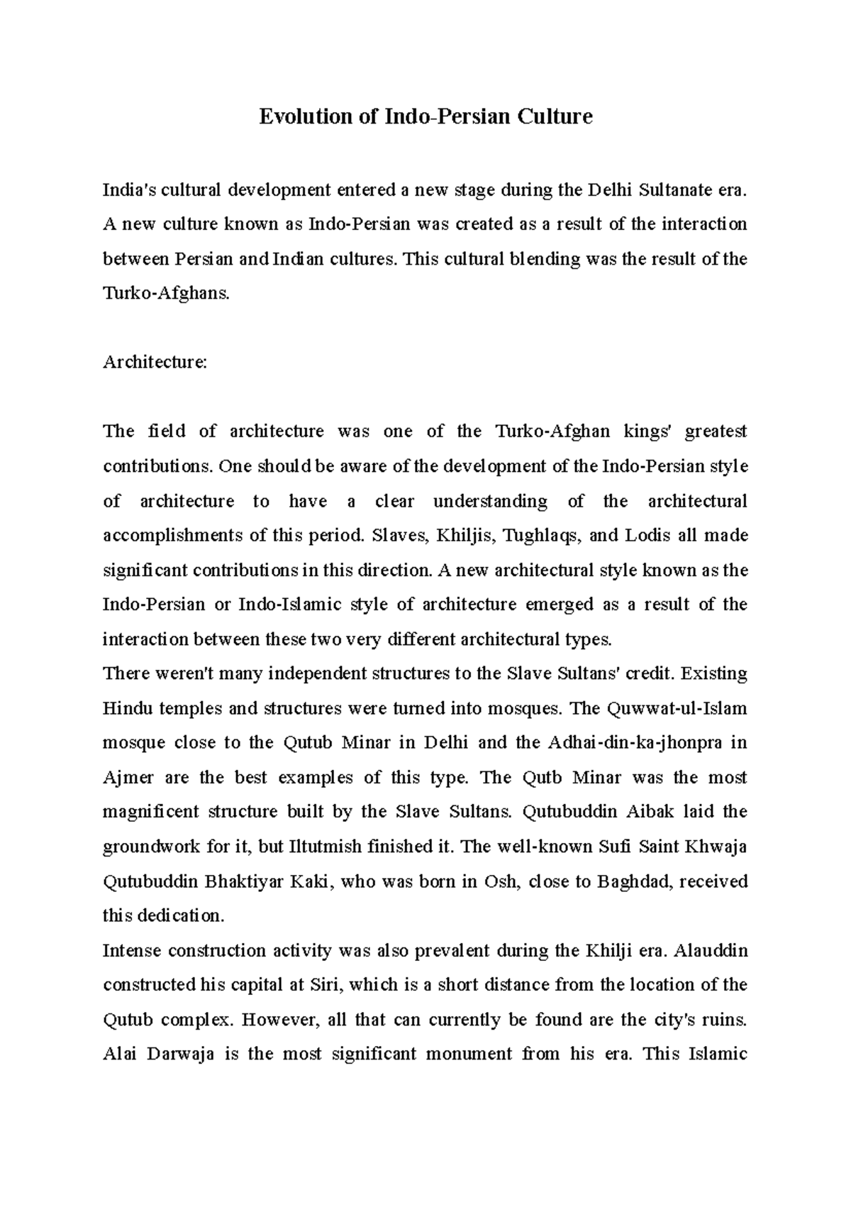 Evolution of Indo-Persian Culture - Evolution of Indo-Persian Culture ...