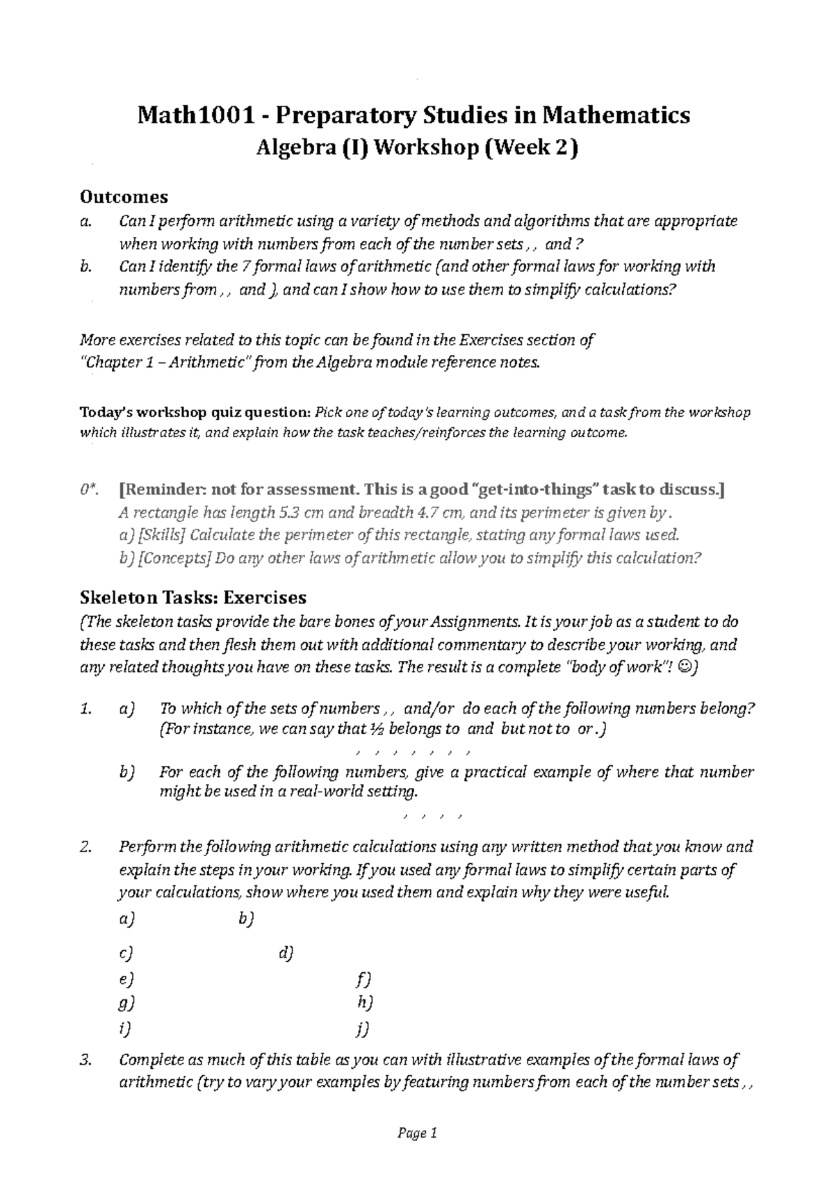 Math1001 Workshop Wk 2 - Math1001 - Preparatory Studies in Mathematics ...