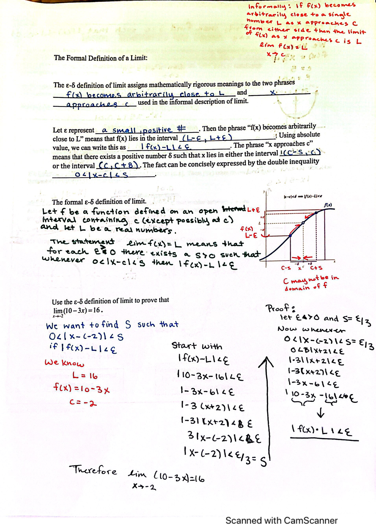 Formal Definition of a limit - Let E represent a small positive . Then ...