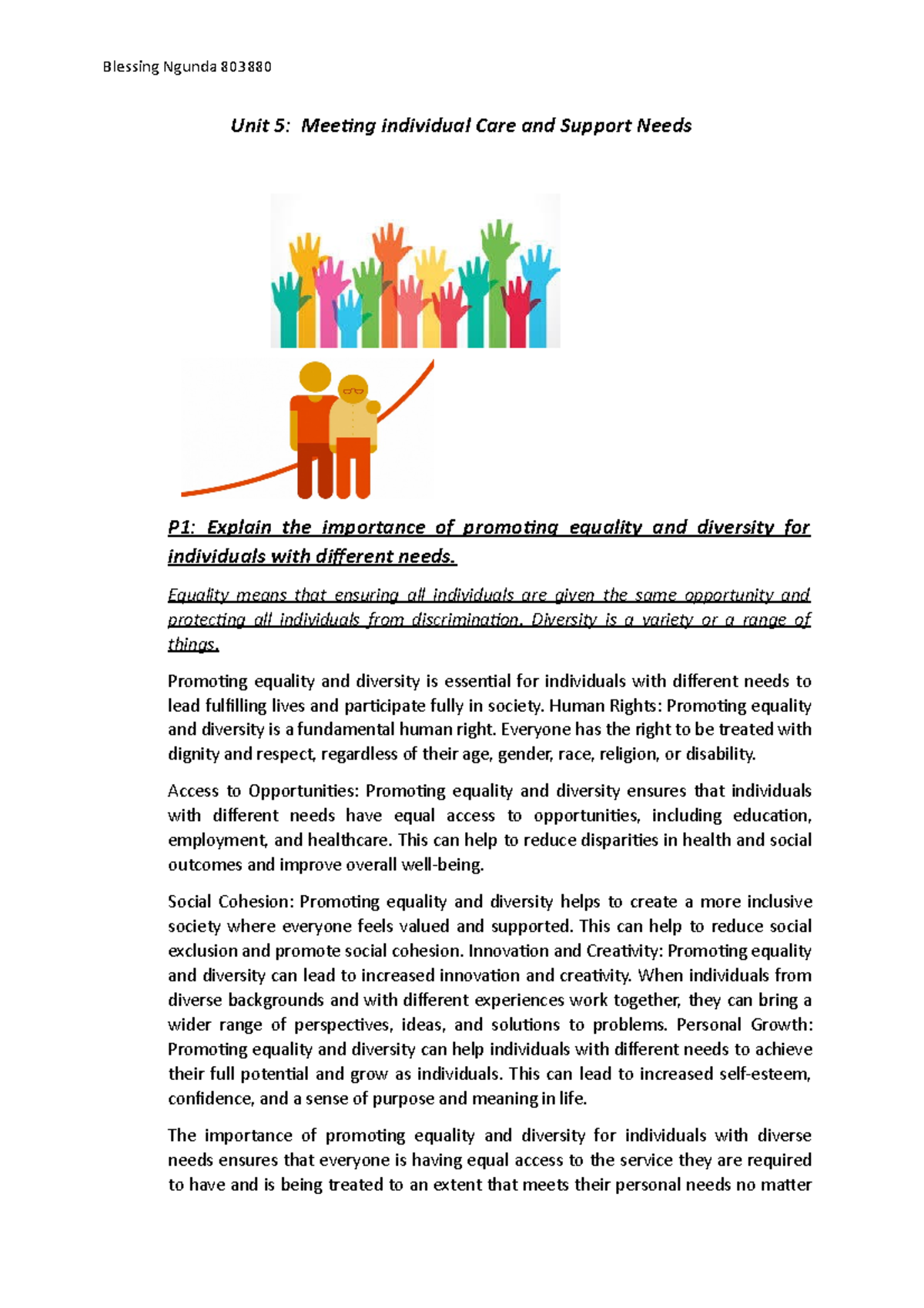 Unit 5 – Meeting Individual Care and Support Needs pt2 - Copy - Unit 5 ...