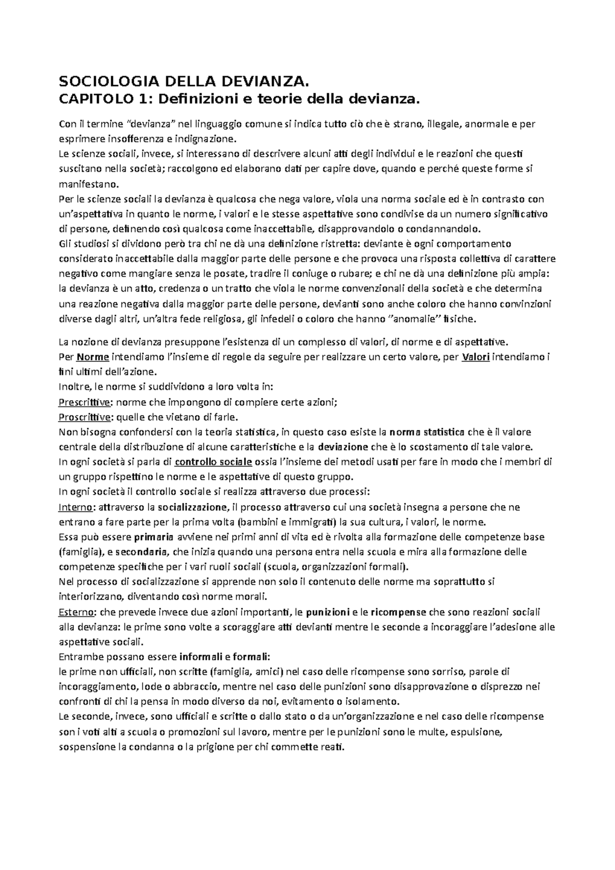 Libro sociologia della devianza - SOCIOLOGIA DELLA DEVIANZA. CAPITOLO 1: Definizioni e teorie ...