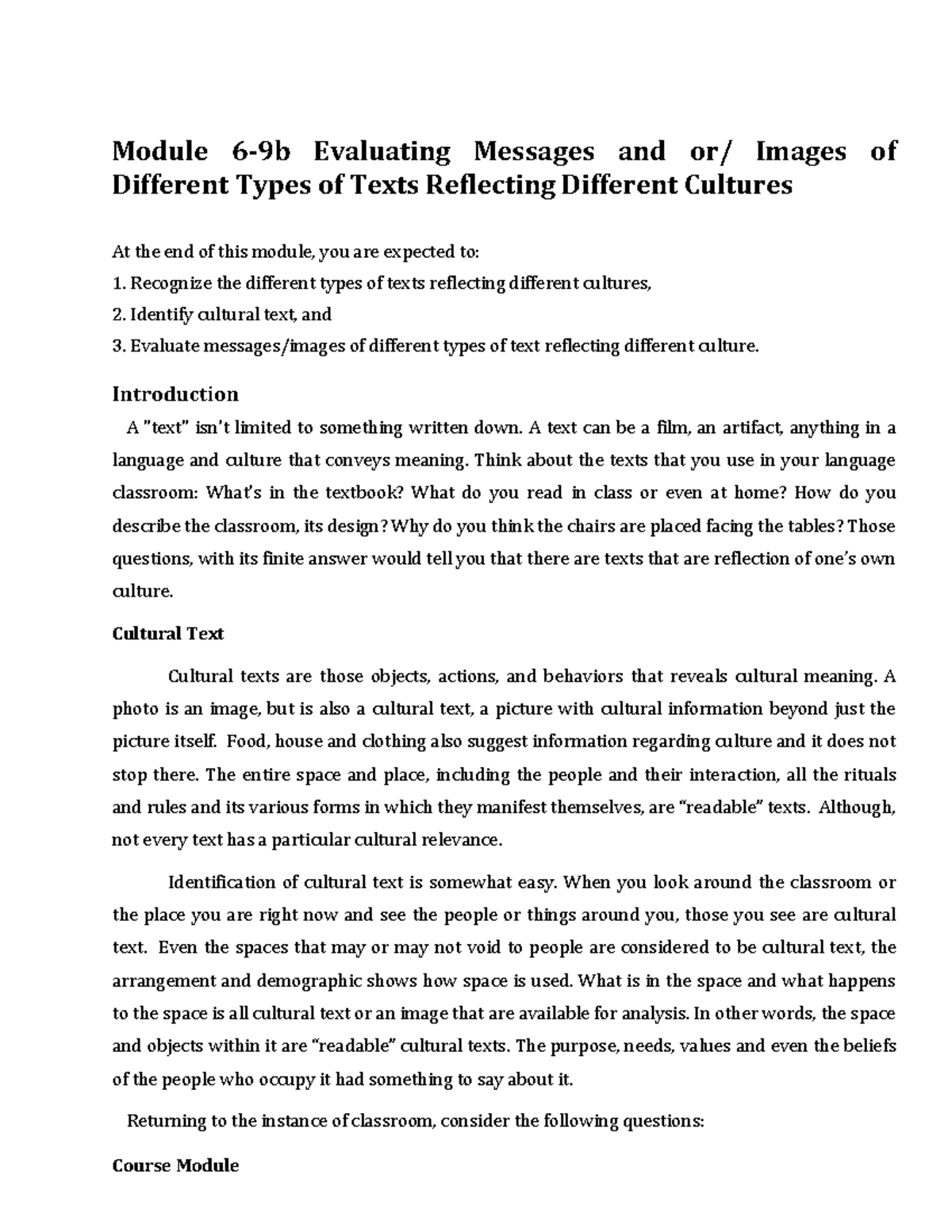 W6 to W9 Lesson 3 Evaluating Messages - Module - Course Module Module 6-9b Evaluating Messages ...