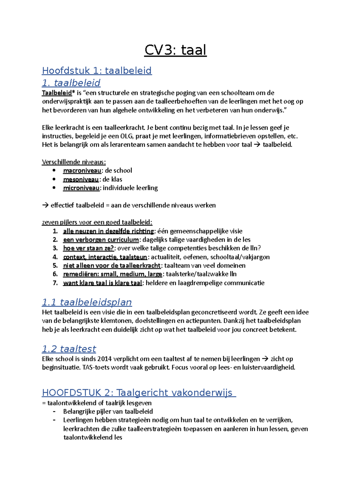 CV3 taal - Samenvatting communicatieve vorming 3 - taal - CV3: taal ...