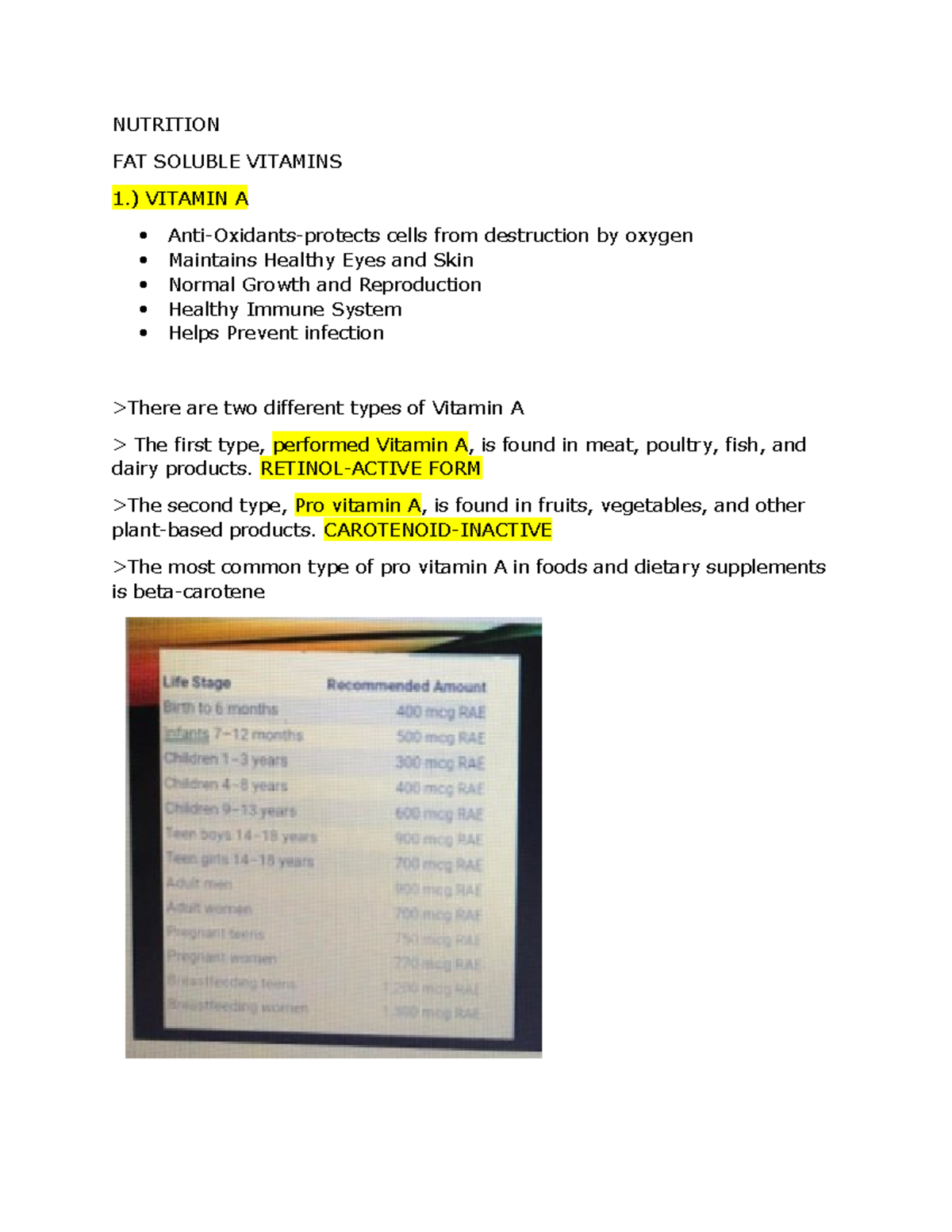 Nutrition-NCM-105 - Nutrition-NCM-105 NOTES - NUTRITION FAT SOLUBLE ...