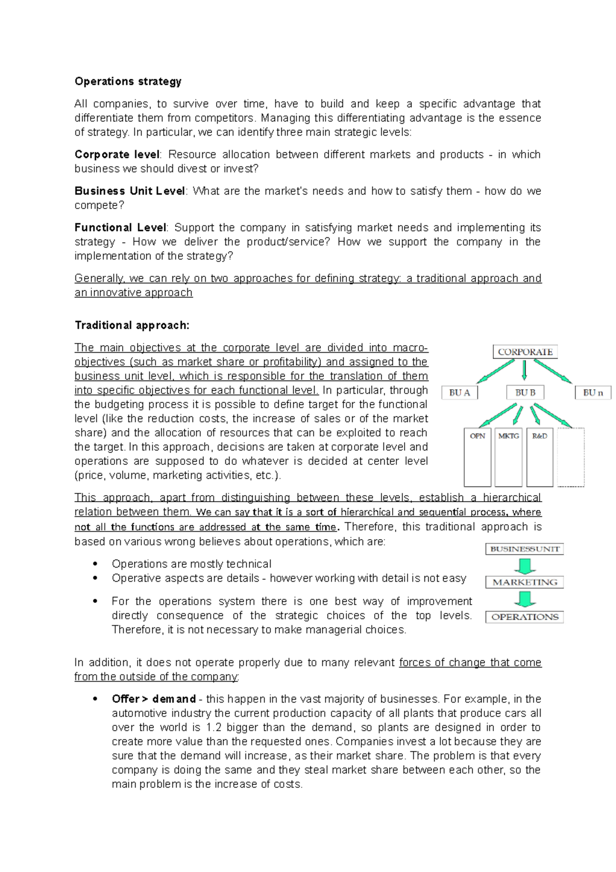 Operations Strategy - Good luck - Operations strategy All companies, to ...