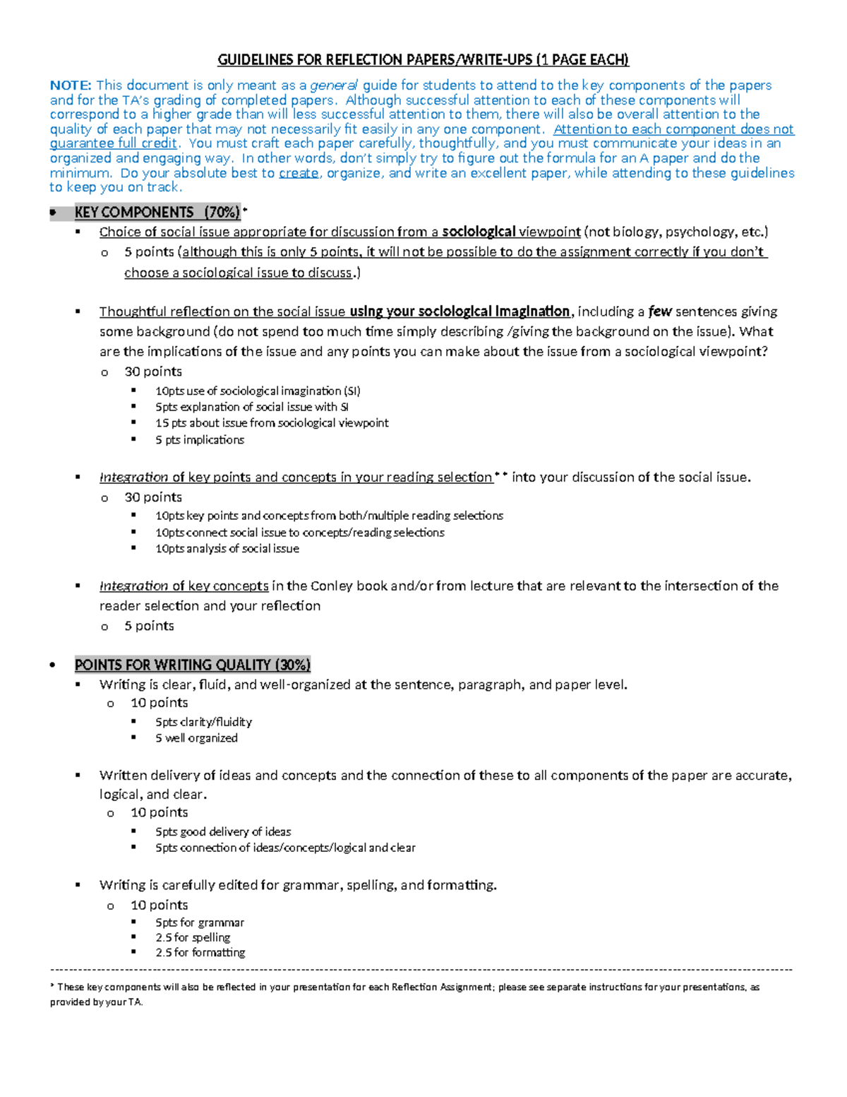 Guidelines for Reflection Paper Write-ups - GUIDELINES FOR REFLECTION ...