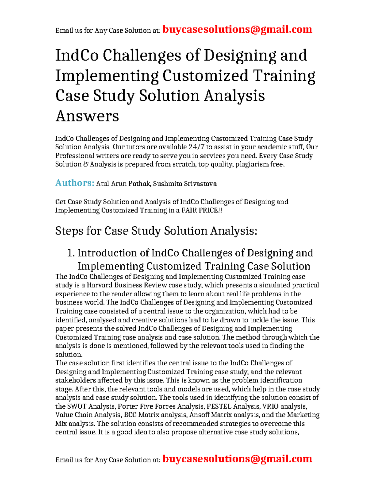 Case Solution IndCo Challenges of Designing and Implementing Customized Training - IndCo ...