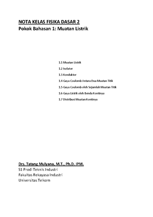 Nota 4 Potensial Listrik - NOTA KELAS FISIKA DASAR 2 Pokok Bahasan 4 ...