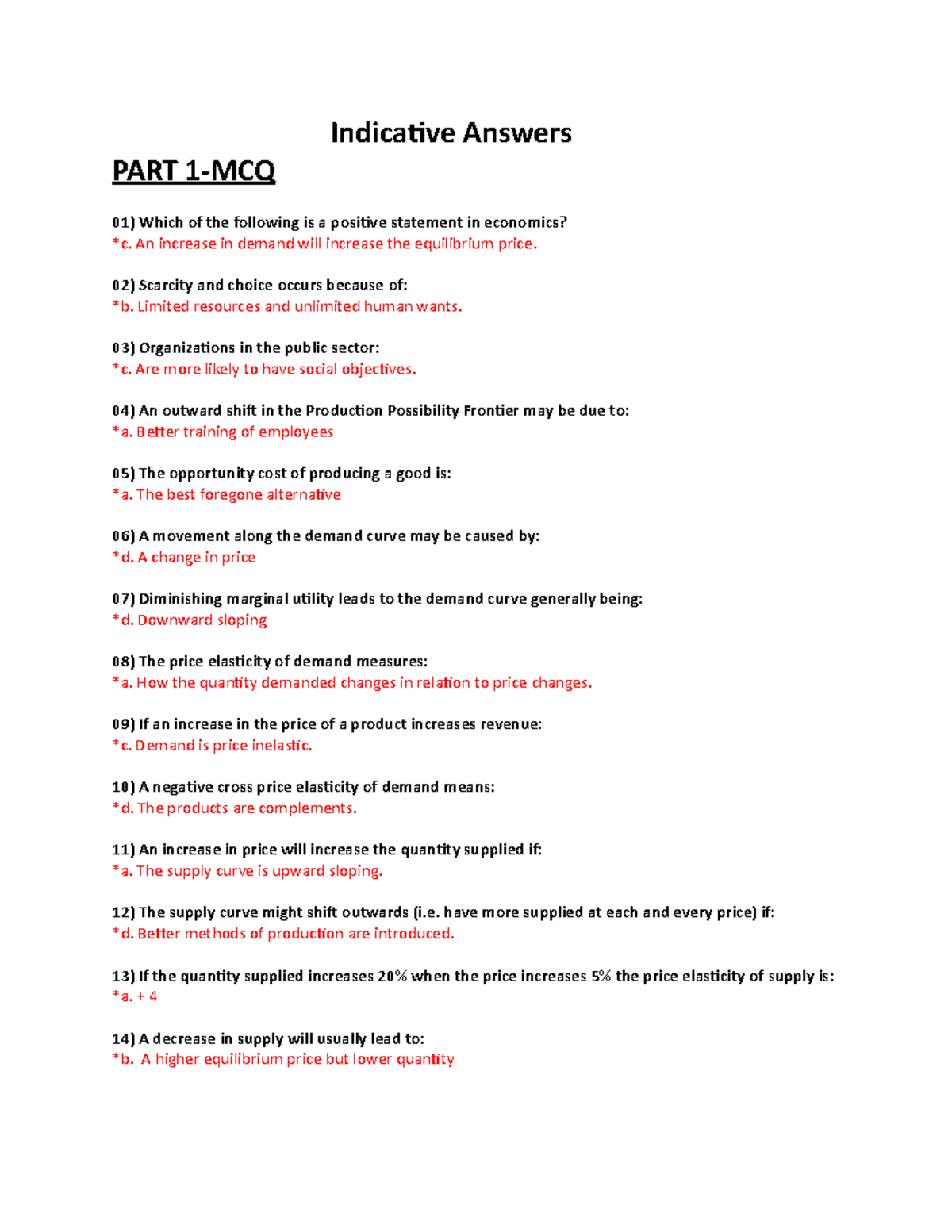 Exam paper , answers - Indicative Answers PART 1-MCQ Which of the ...