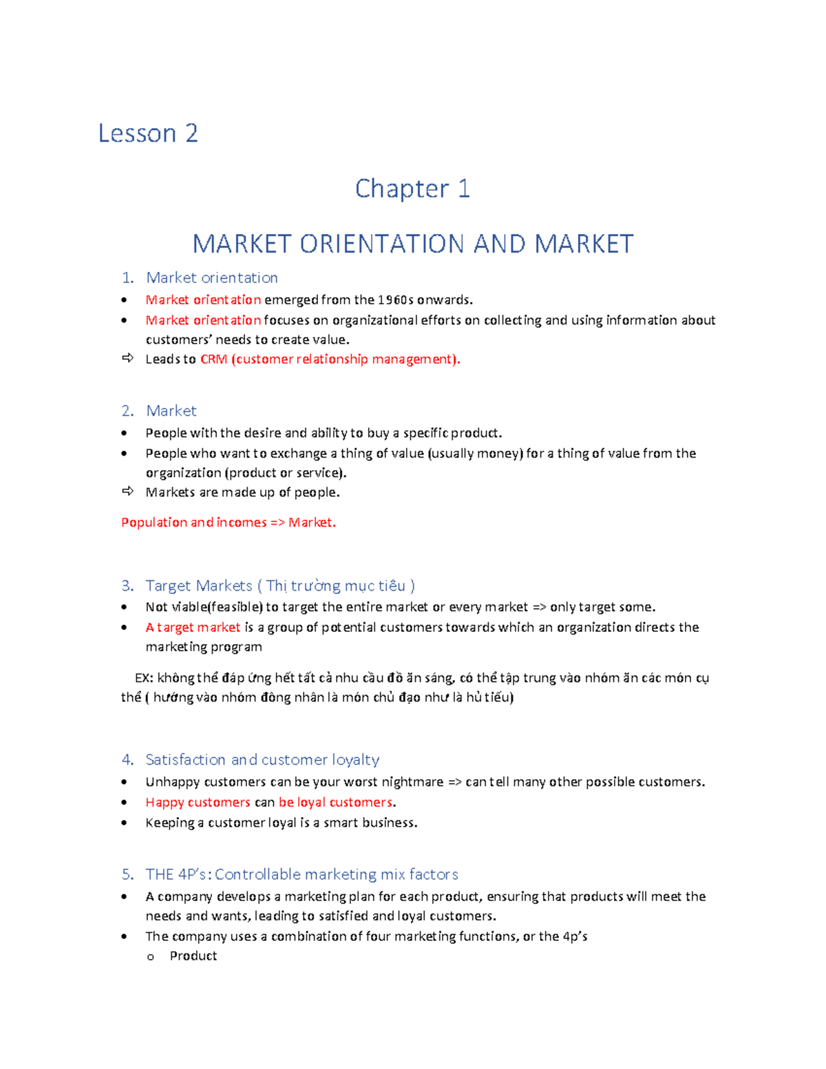 Marketing-note - dang - Lesson 2 Chapter 1 MARKET ORIENTATION AND ...