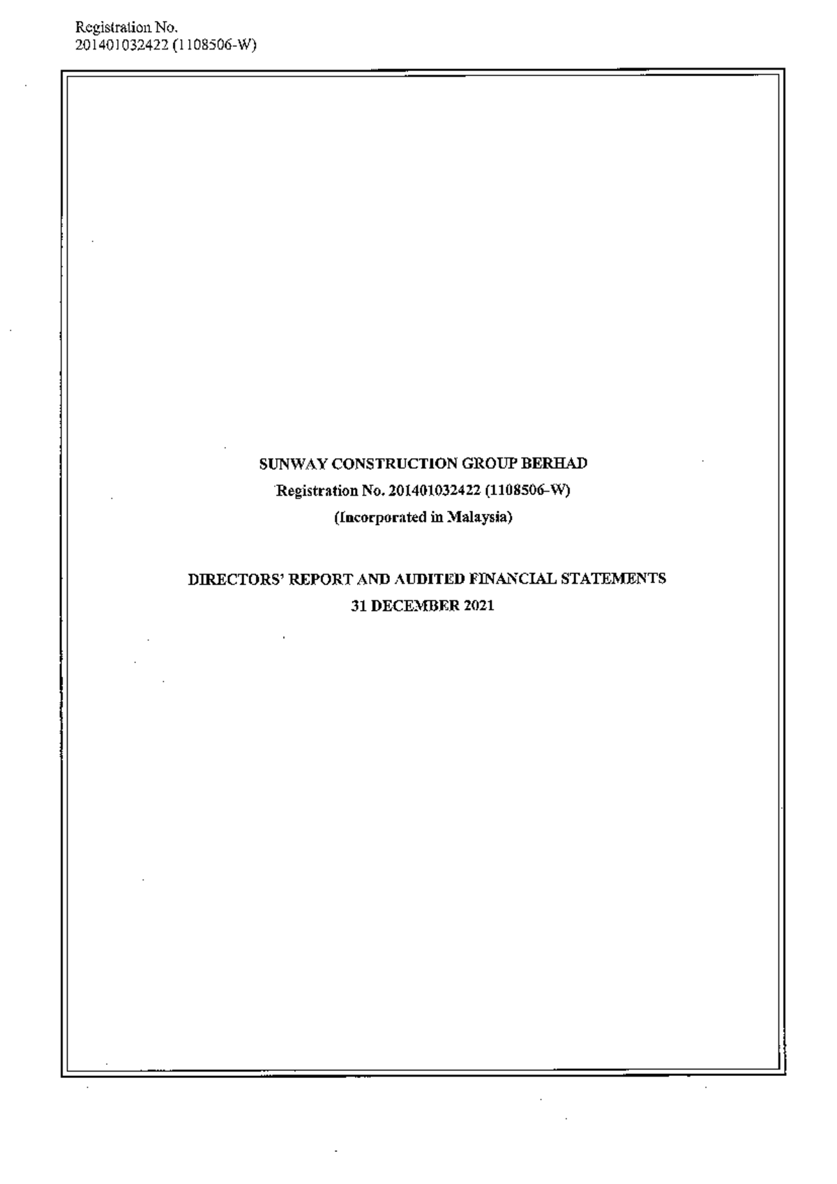 Sunway Construction Group Berhad Audited Financial Statement 2021 ...