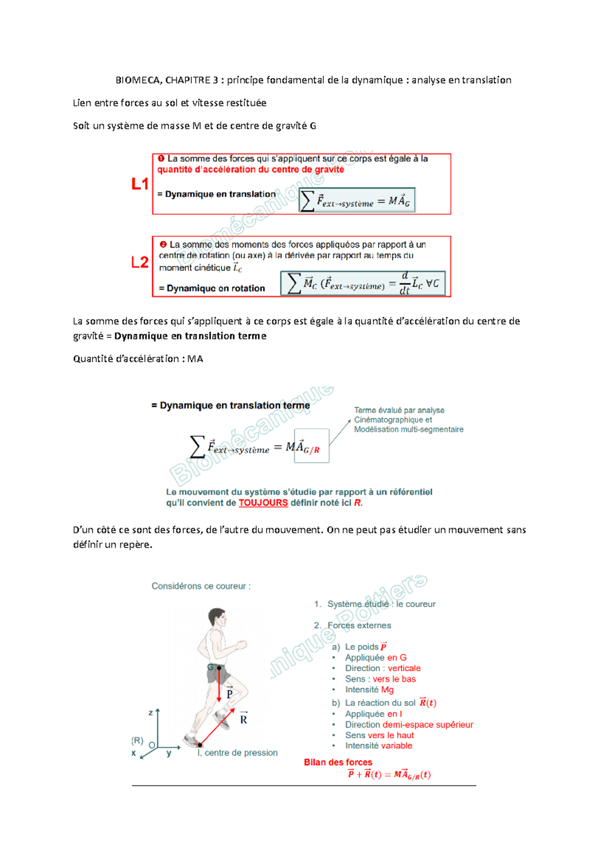 Chapitre 3 - étude des forces en biomécanique sur un homme L1 staps ...