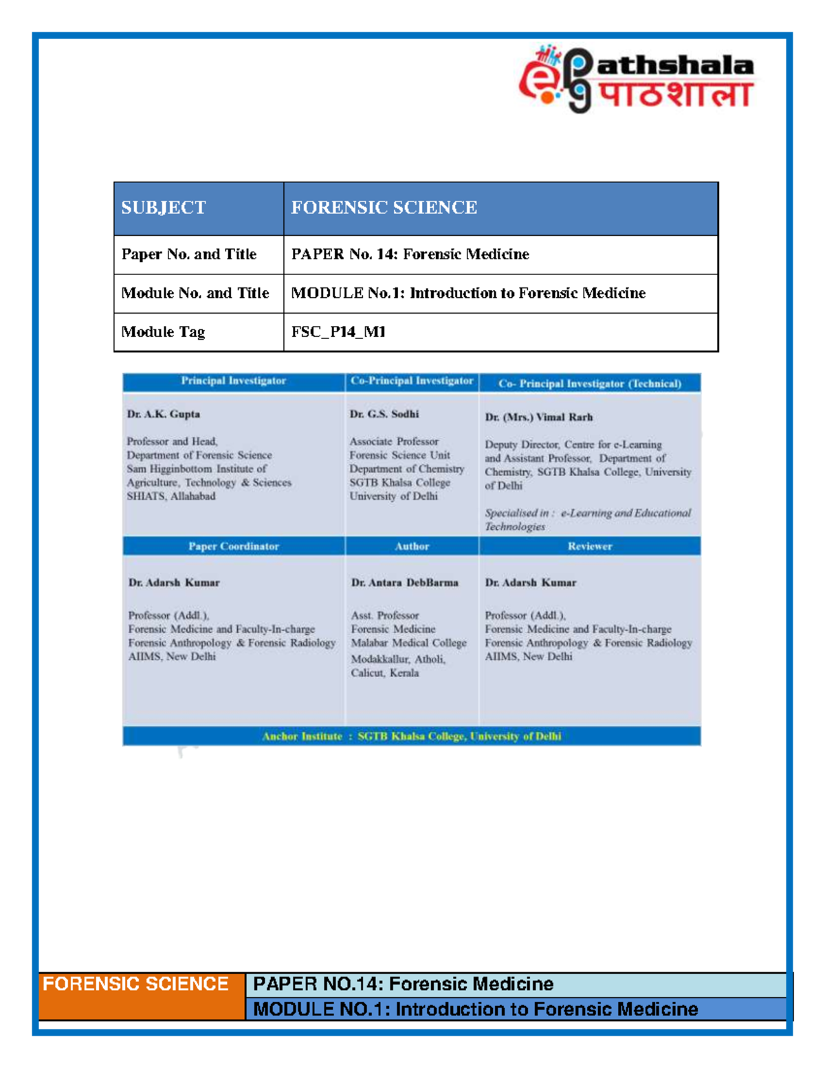 Unit 1 chapter 1 forensic medicine - FORENSIC SCIENCE PAPER NO 4 ...