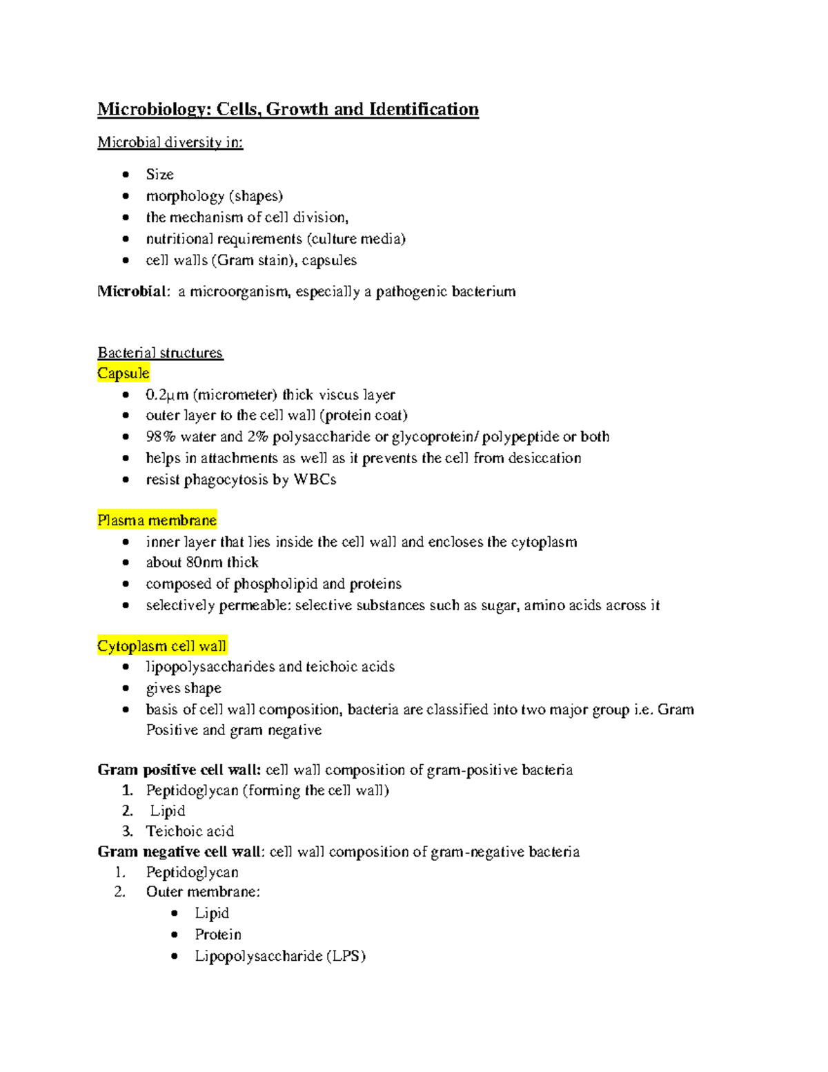 Microbiology - Credit to my lecturers. - Microbiology: Cells, Growth ...