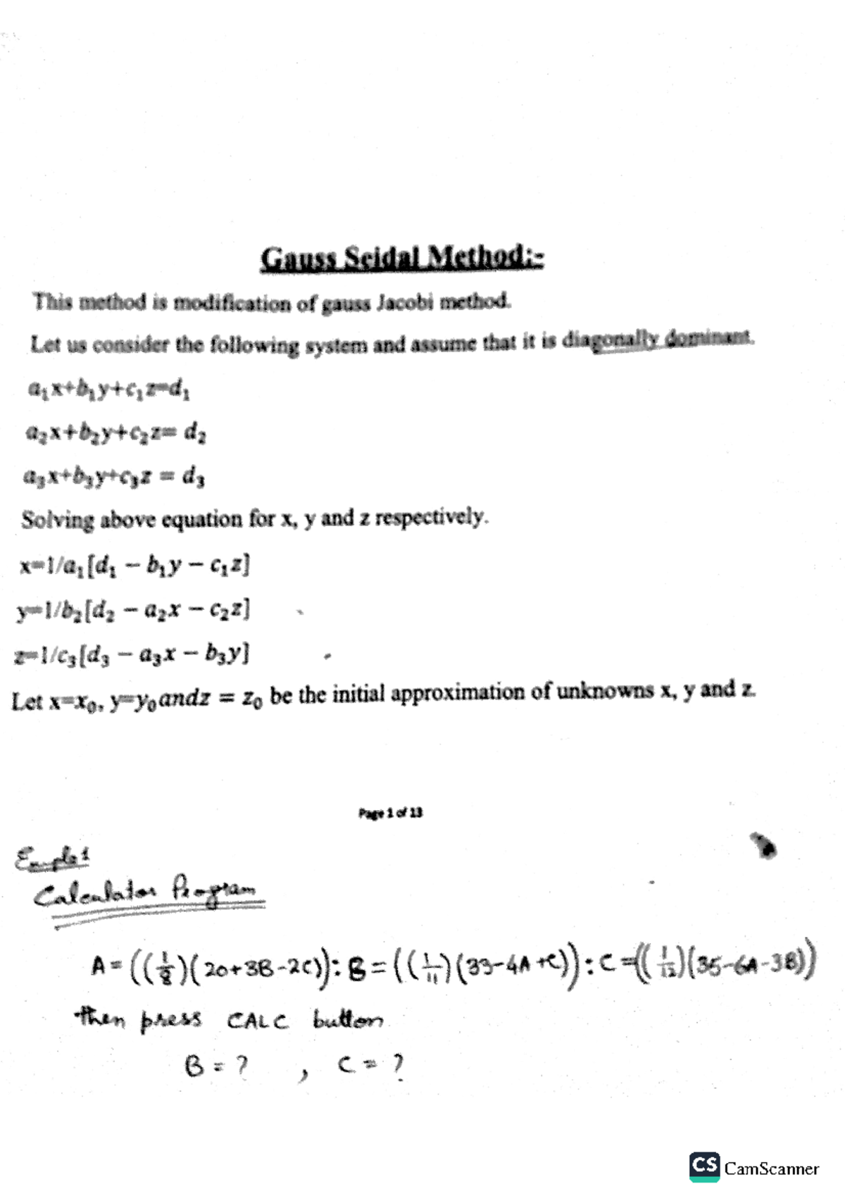 Gauss Siedal Method - Finite Element Method - Studocu