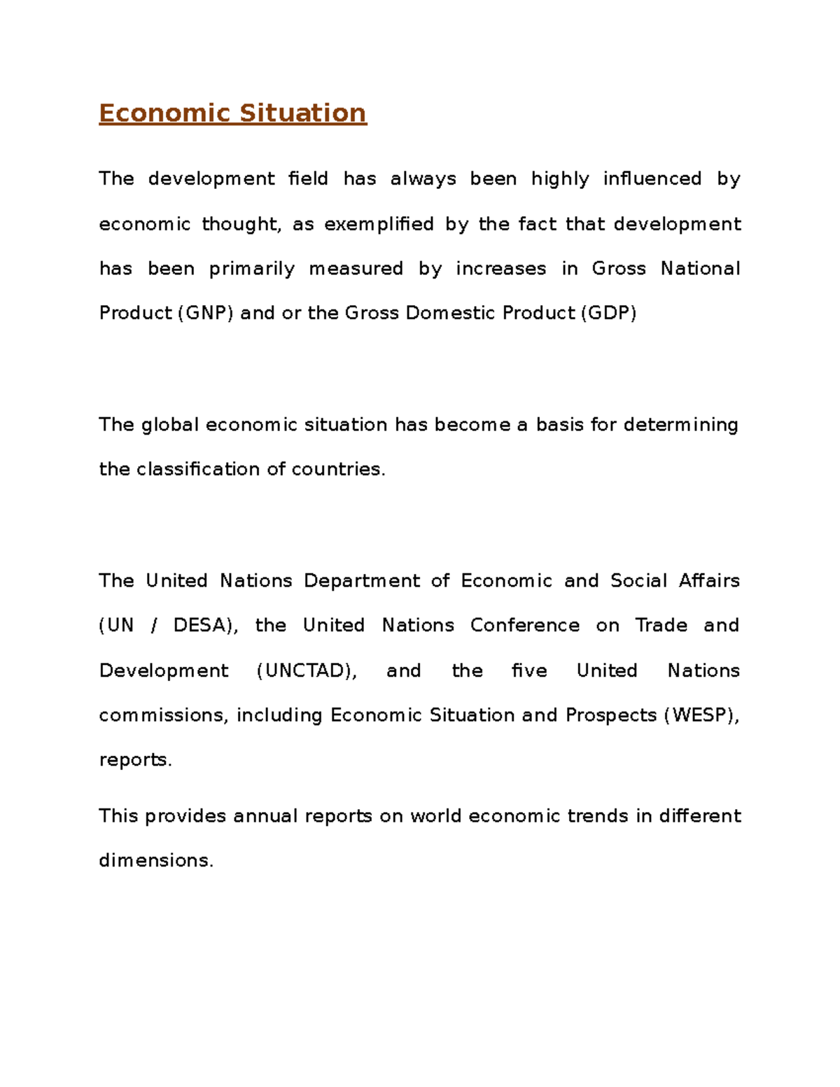 Economic Situation - Science, Technology, and Society - Economic ...