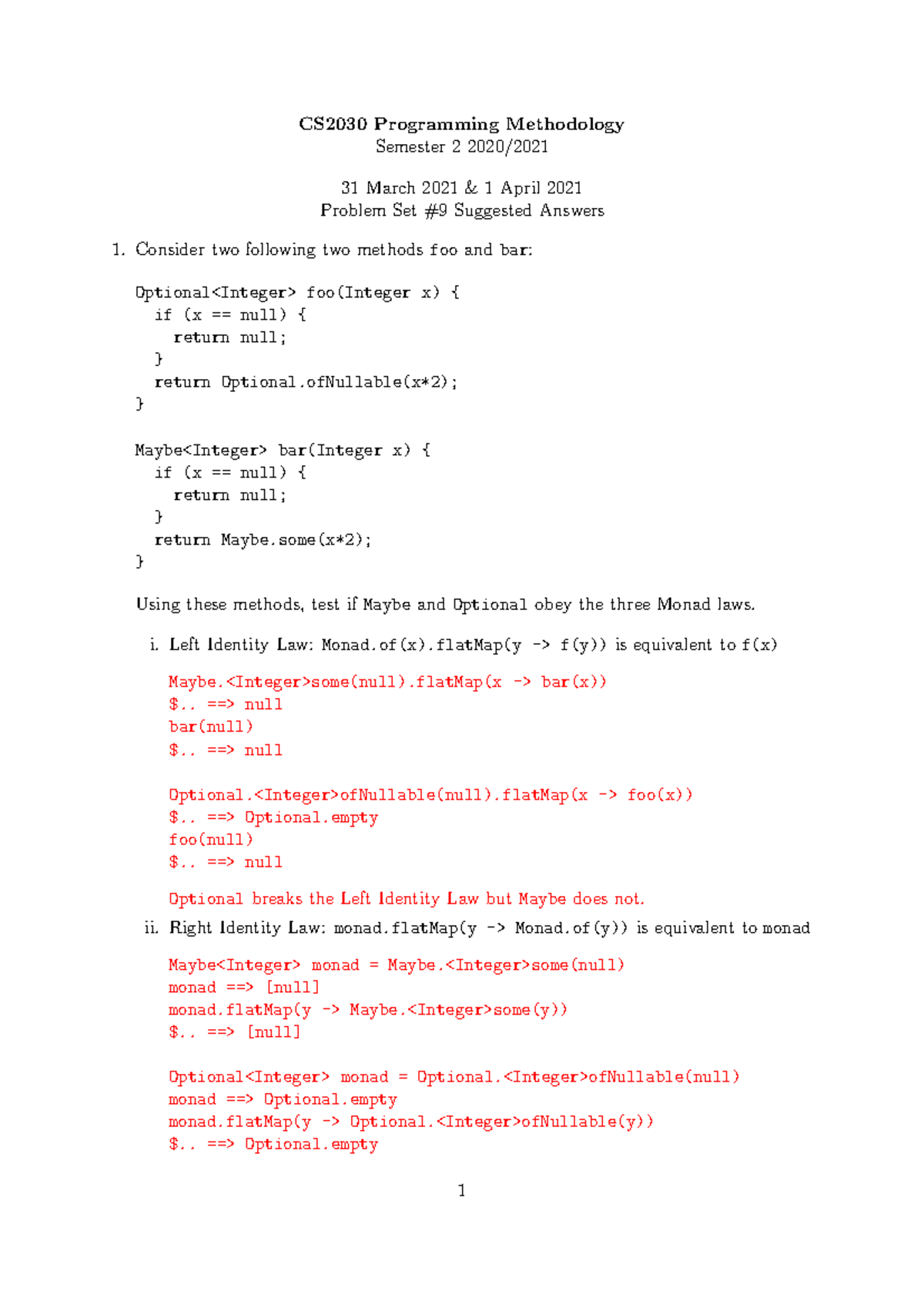Recitation 09-guide - CS2030 Programming Methodology Semester 2 2020/ 31 March 2021 & 1 April ...