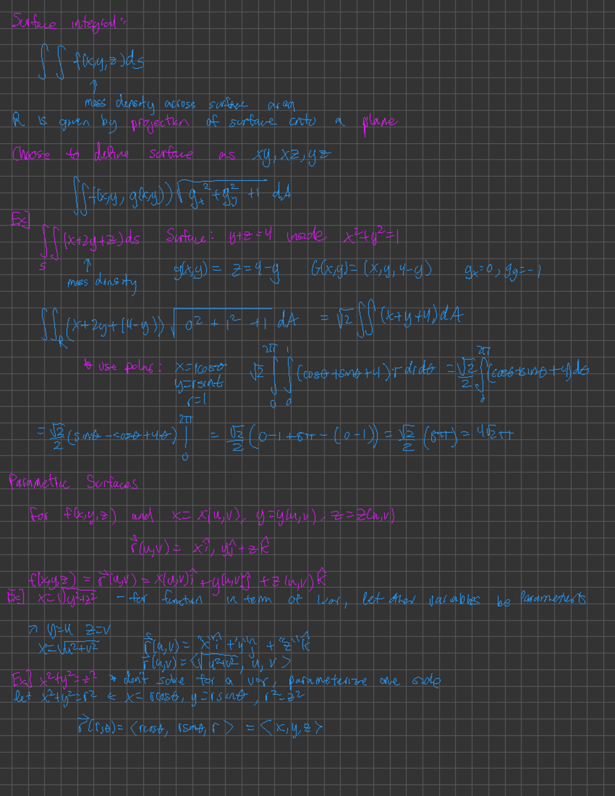 Surface Area, Parametric Surfaces, Divergence Theorem, Stokes Theorem ...