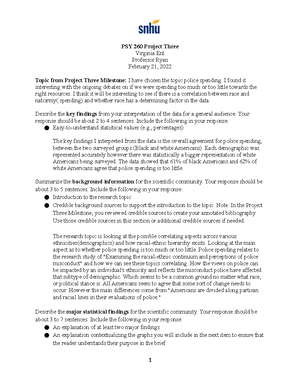 Psy 260 module 2 coursework to aid in this - PSY 260 Project Two Milestone Research Question One ...