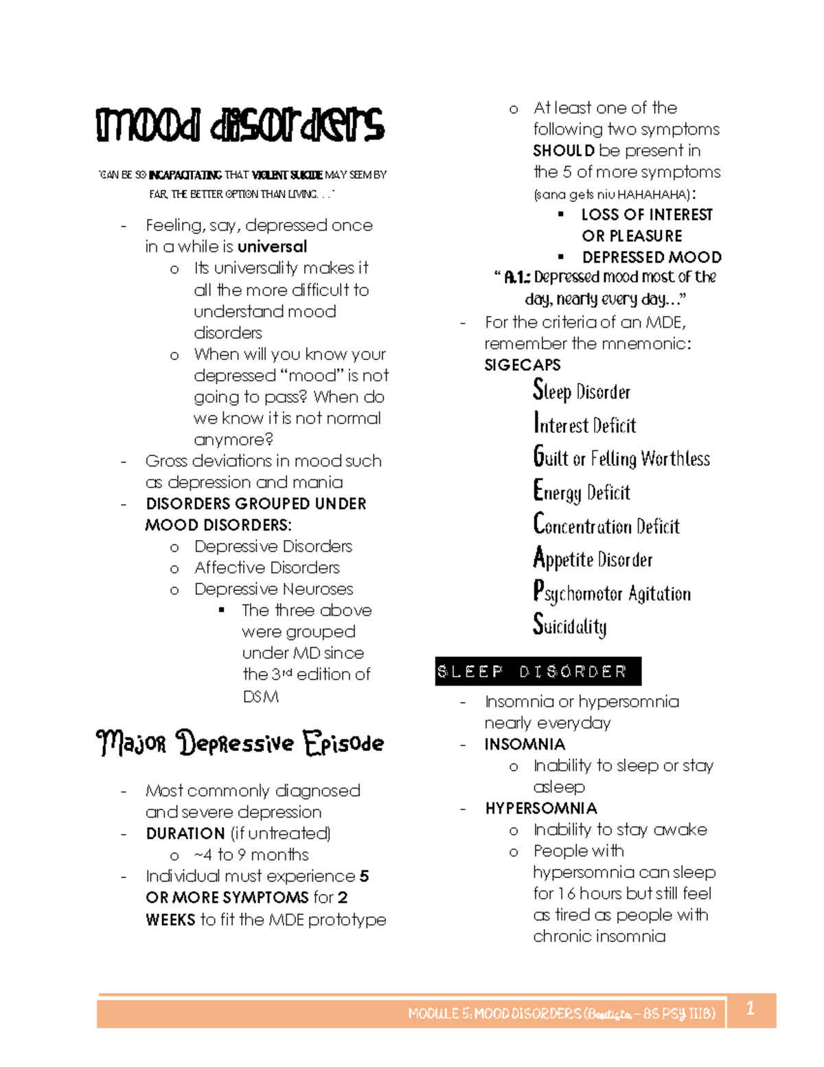 Abpsych-module-5 - Mood Disorders “Can be so incapacitating that ...