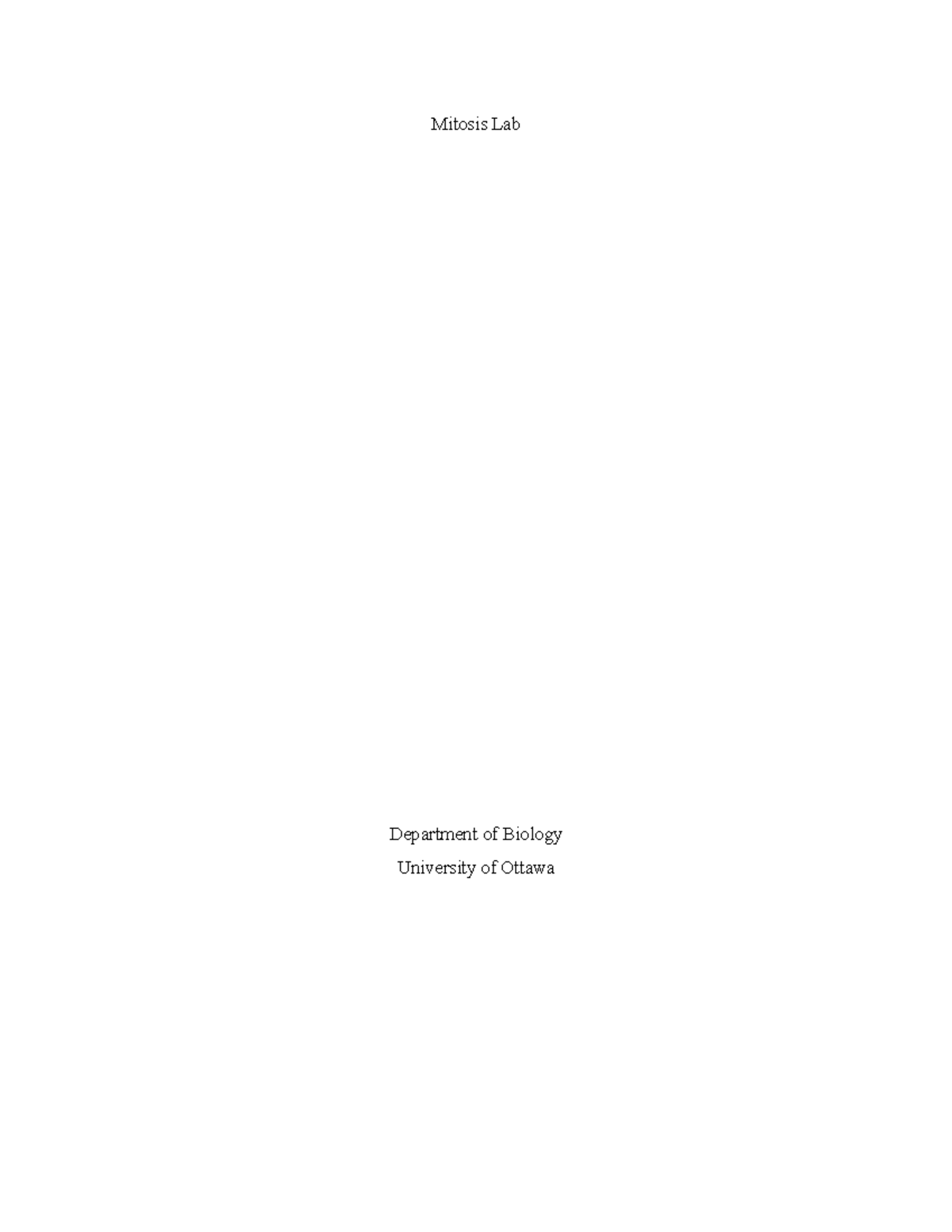 Mitosis lab - Mitosis Lab Department of Biology University of Ottawa ...