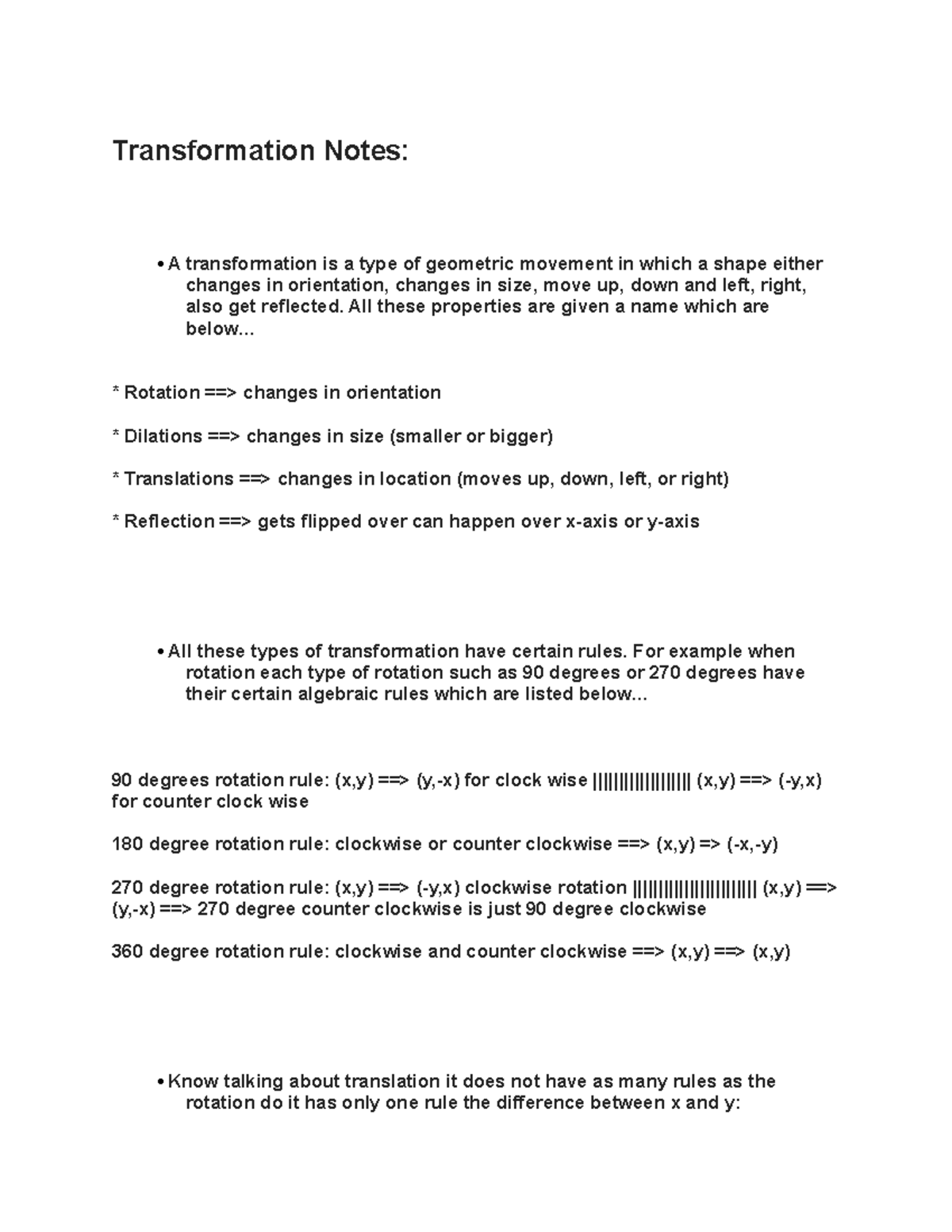 Transformation Notes Transformation Notes A Transformation Is A Type