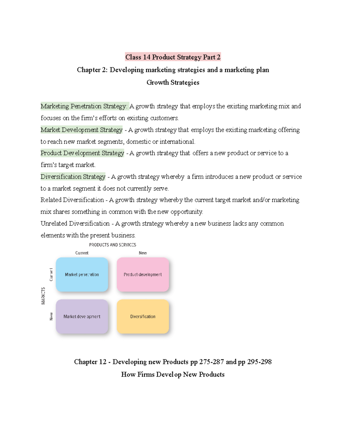Class 14 COMM 296 Post Mid-Term Notes - Class 14 Product Strategy Part ...