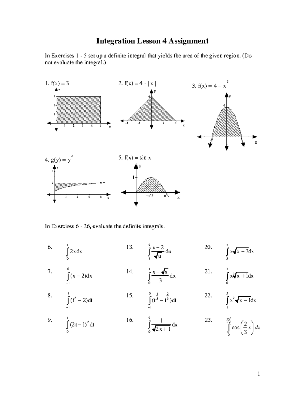 Math 31 - Integration Lesson 4 Assignment - CJE 4694 - FIU - Studocu