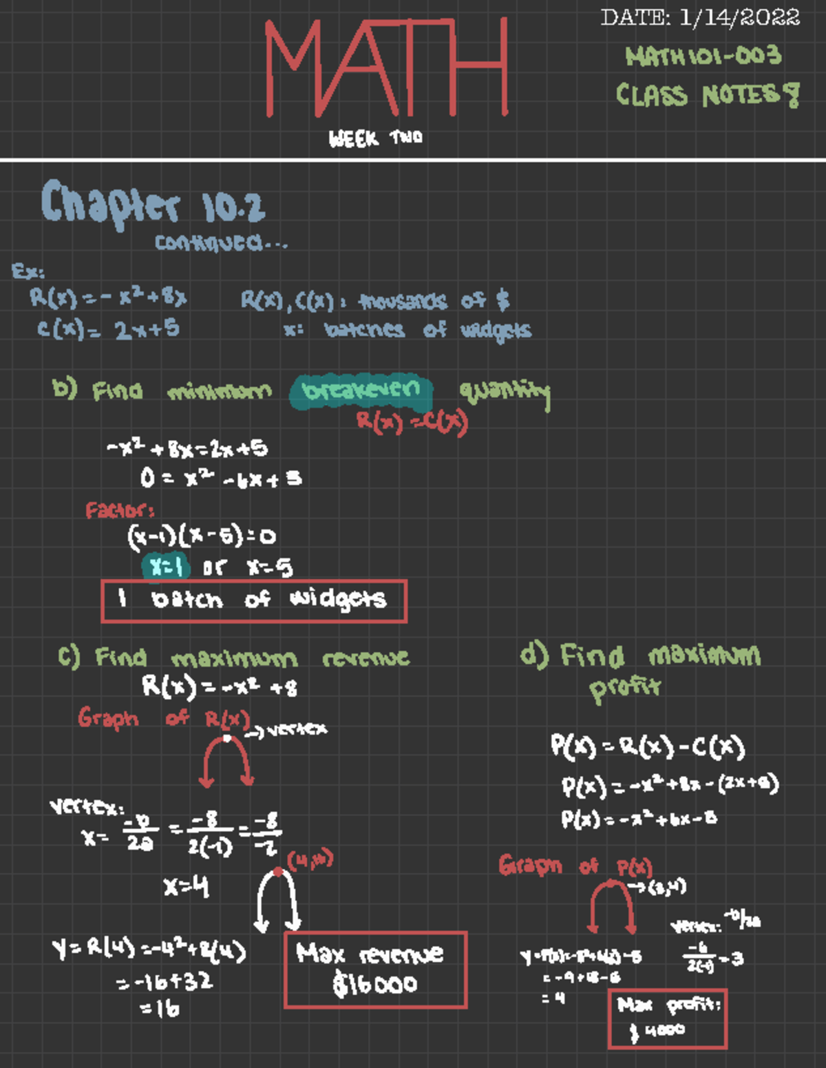Math 101-003 1-14-22 notes - DATE: 1/14/ MATH 101- CLASS NOTES 'T WEEK ...