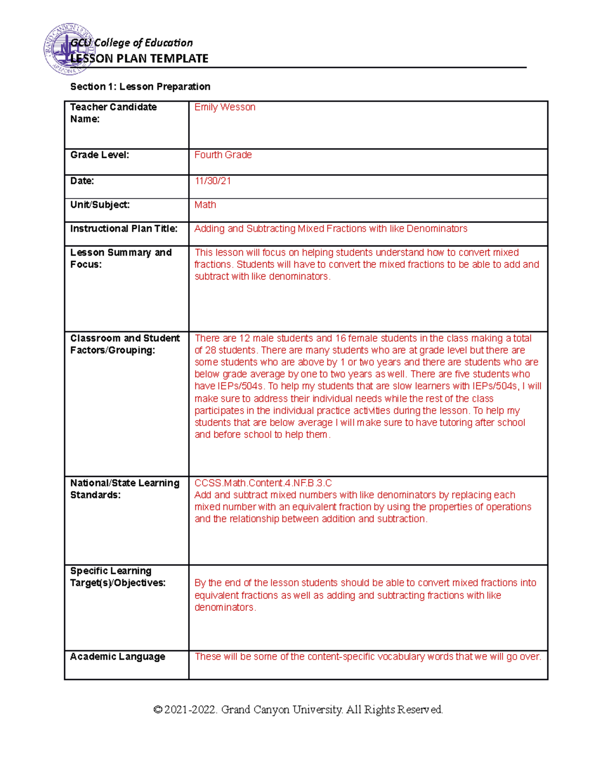 Promoting Mathematical Thinking Lesson Plan EMW - LESSON PLAN TEMPLATE ...