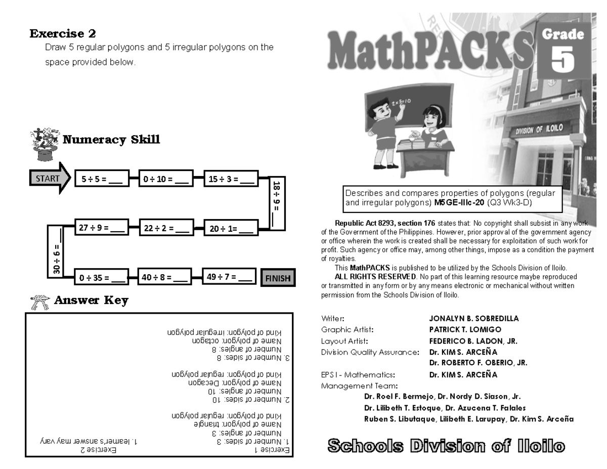 Grade 5 Q3 W3 D - none - Exercise 2 Describes and compares properties ...